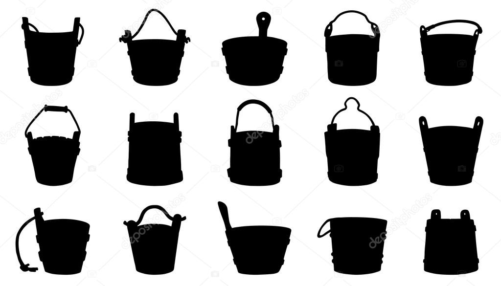 Old bucket silhouettes Stock Vector Image by ©yyanng #110860022