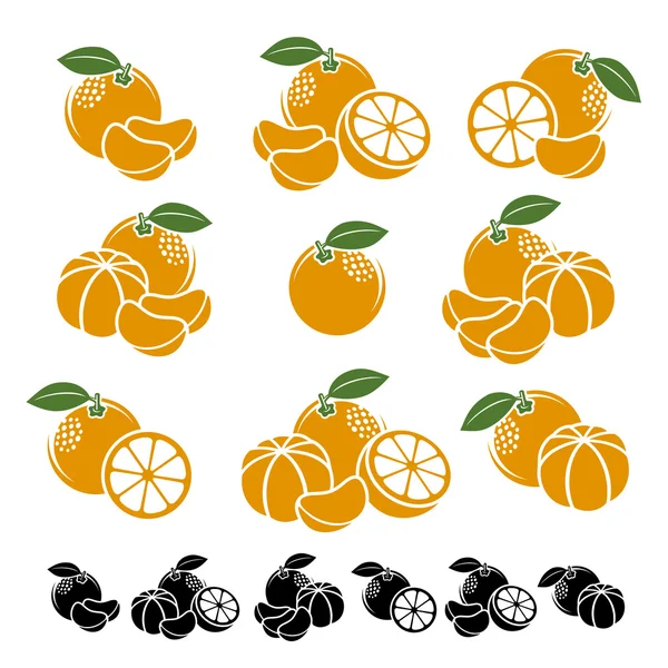 Mandarin Pattern Background Set Collection Icon Mandarin Vector ...