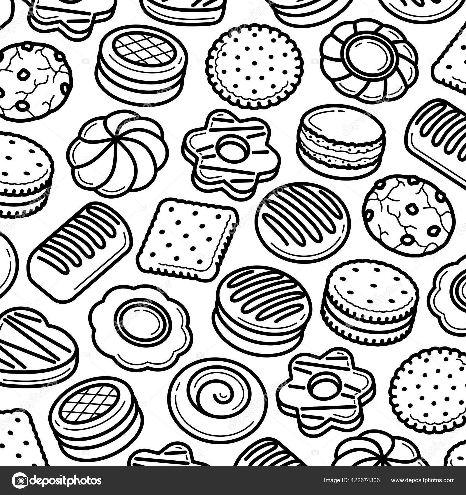 Cookies Pattern Background Set Collection Icon Cookies Vector Stock ...