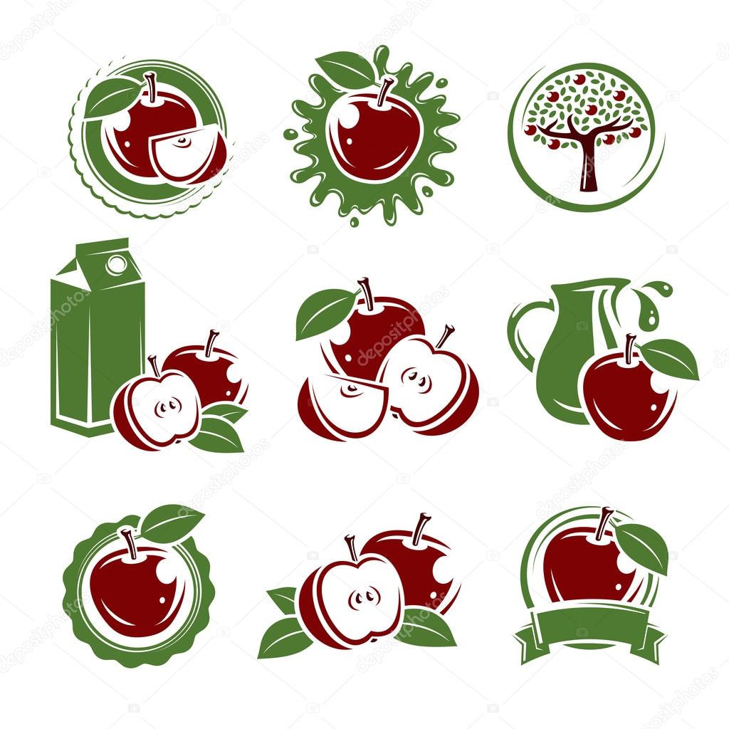 Apple labels and elements set Stock Vector Image by ©Vasilev_Ki #75341805