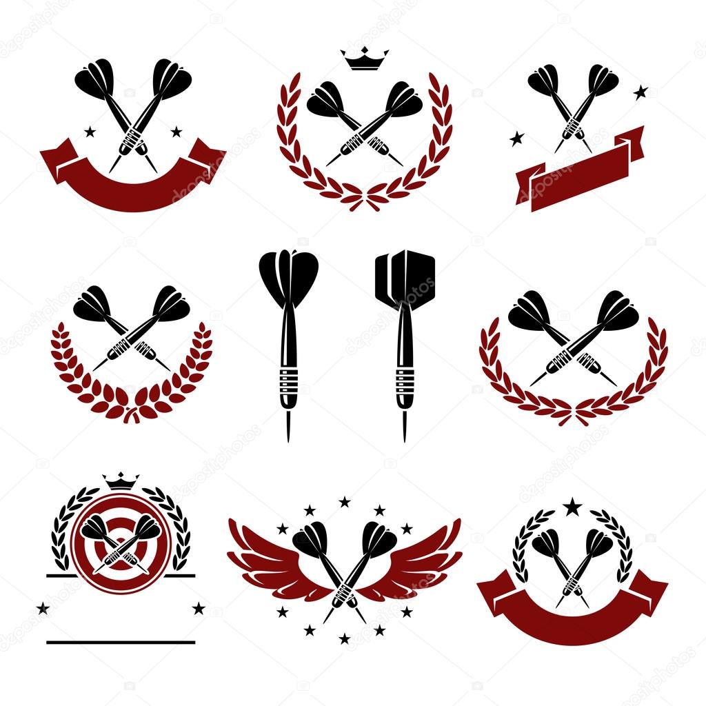 Darts labels and icons set. Vector Stock Vector Image by ©Vasilev_Ki ...