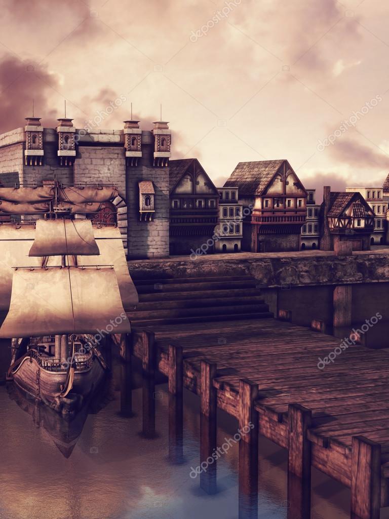 Medieval docks — Stock Photo © FairytaleDesign #71752007