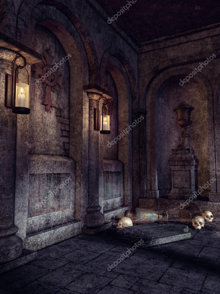 Crypt with skulls and lanterns Stock Photo by ©FairytaleDesign 81744780