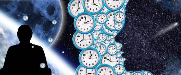 Human Figure Consisting Dials Showing Different Times Transparent ...