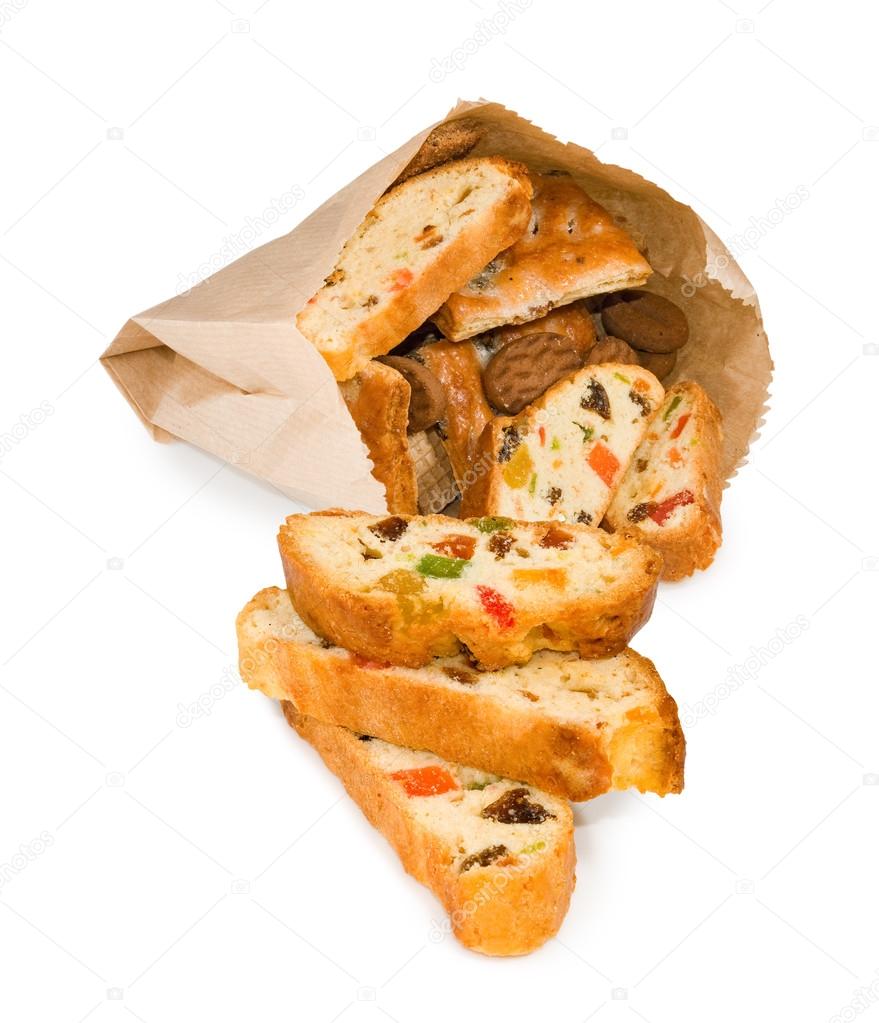 Isolated image of rusks with candied fruit on a white background Stock ...