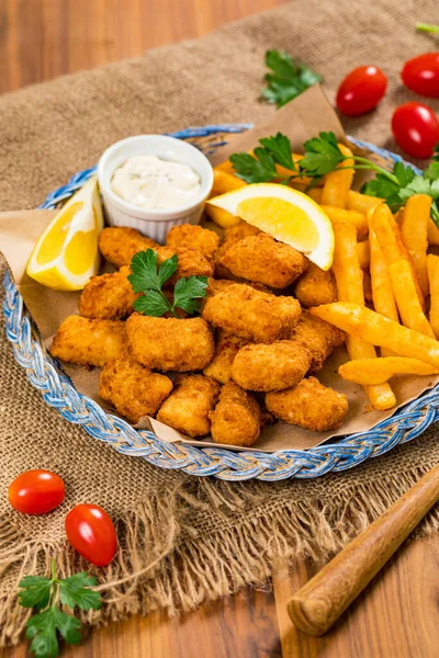 Crispy Fish Bites Snack Size Deep Fried Pollock Fish Fingers Stock ...