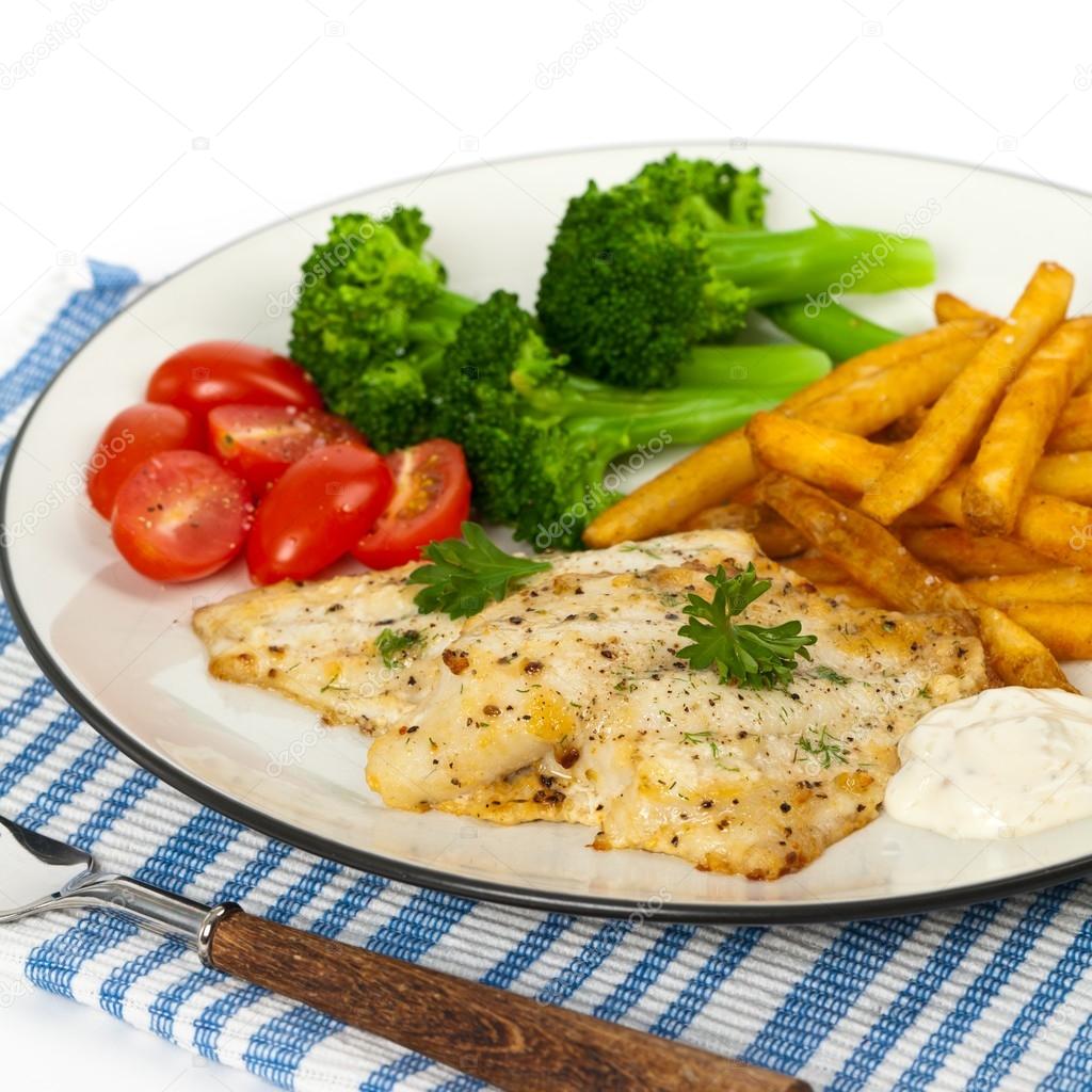 Dinner Plate with Grilled White Fish Stock Photo by ©alisafarov 66137199