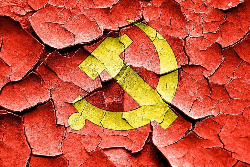 Grunge cracked Communist sign with red and yellow colors — Stock Photo ...