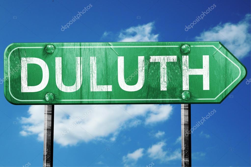 Duluth road sign , worn and damaged look — Stock Photo © ellandar ...
