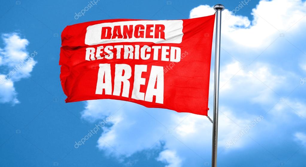 Restricted area sign, 3D rendering, a red waving flag — Stock Photo ...