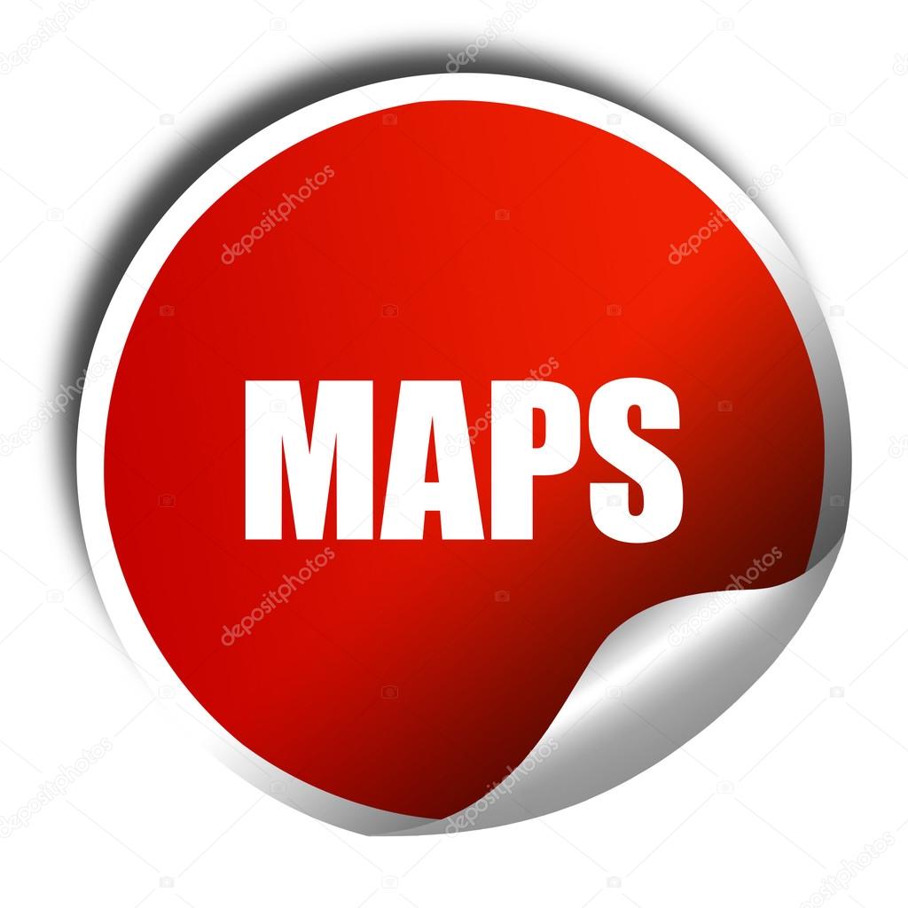 Maps, 3D rendering, red sticker with white text — Stock Photo ...