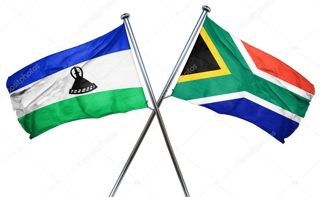 Lesotho flag with South Africa flag, 3D rendering — Stock Photo ...