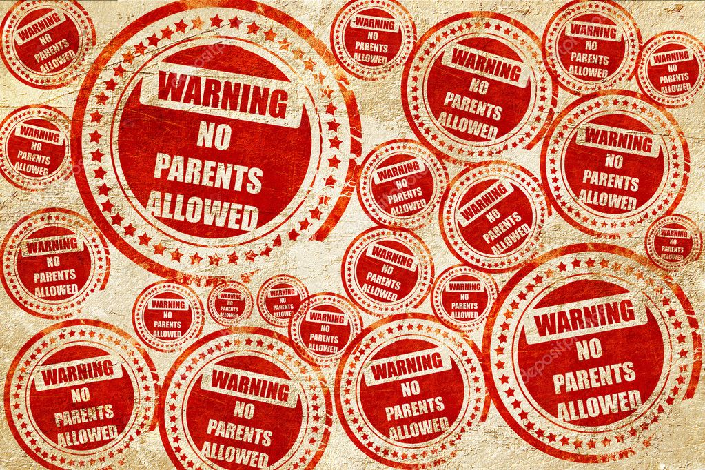 No parents allowed sign, red stamp on a grunge paper texture Stock ...