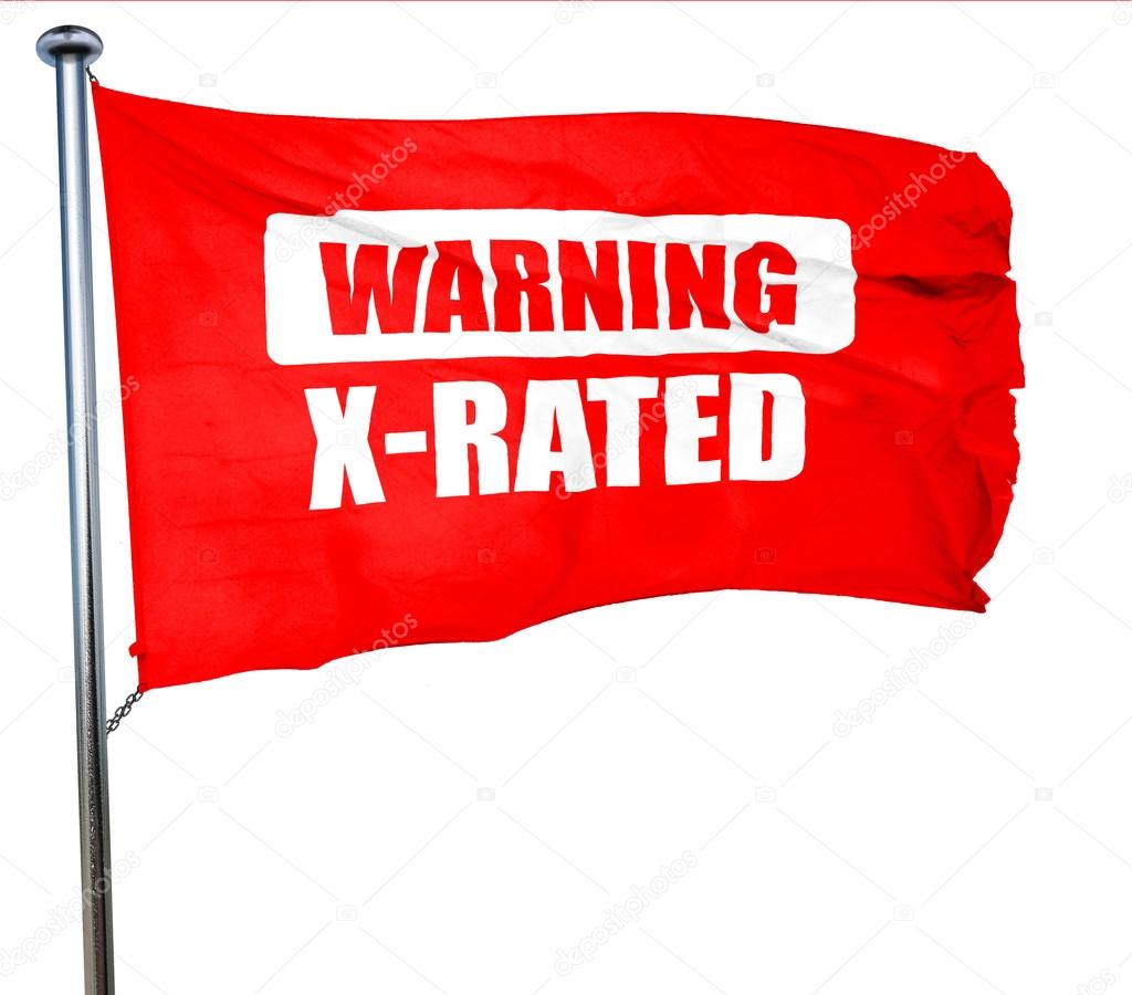 Xrated sign isolated, 3D rendering, a red waving flag — Stock Photo ...