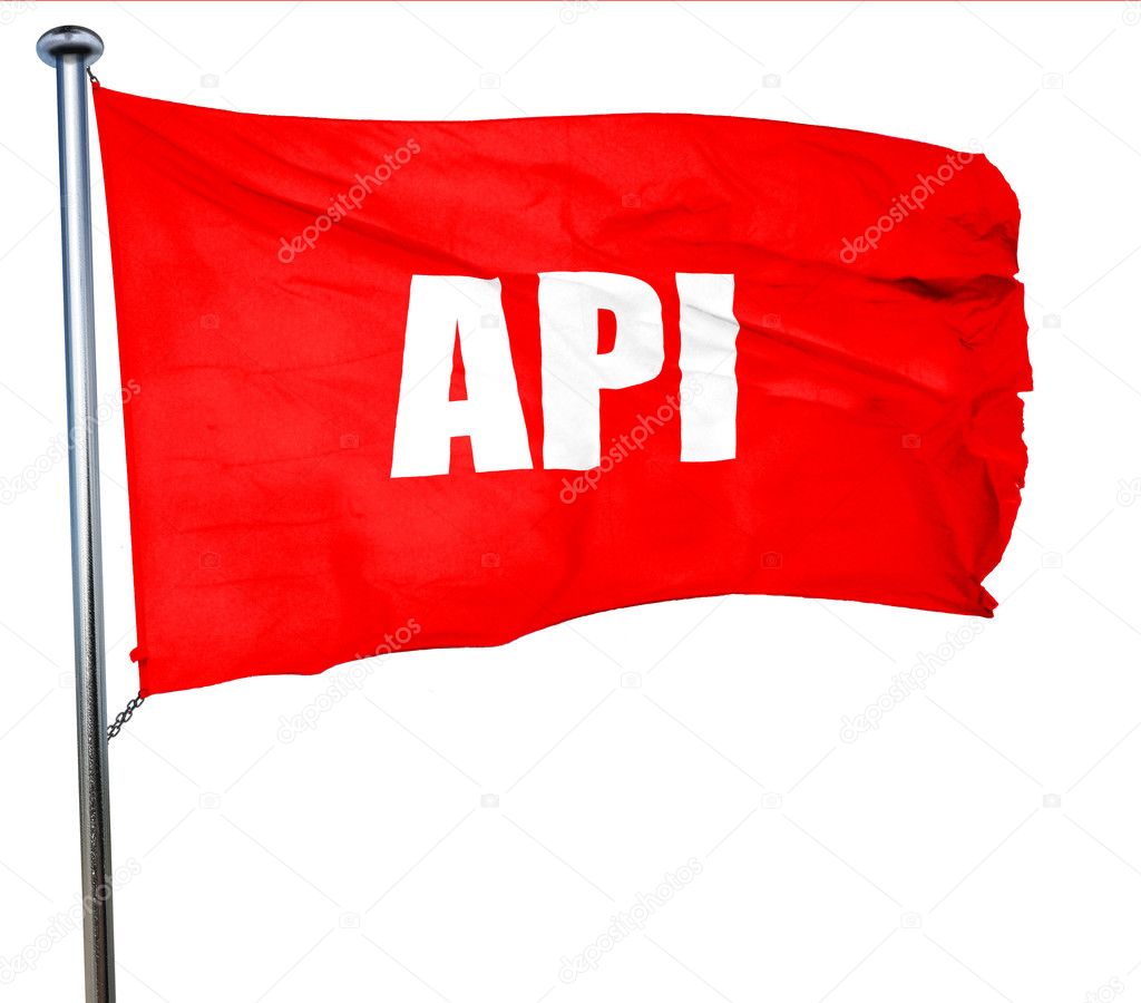 Api, 3D rendering, a red waving flag — Stock Photo © ellandar #112546404