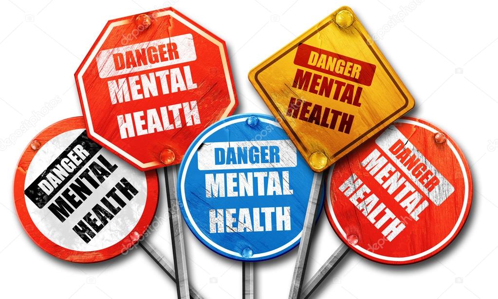 Mental health sign, 3D rendering, rough street sign collection — Stock ...