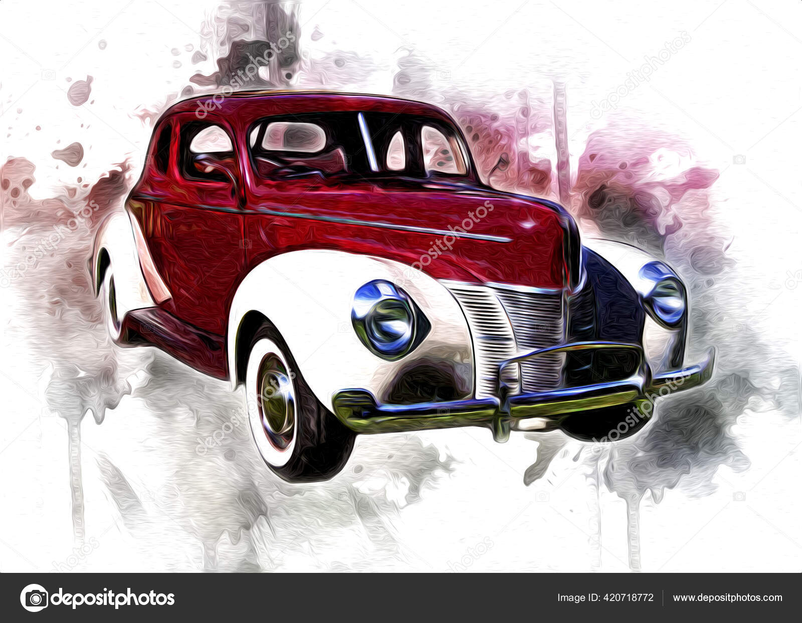 Vintage Retro Classic Old Car Illustration Stock Illustration by ...