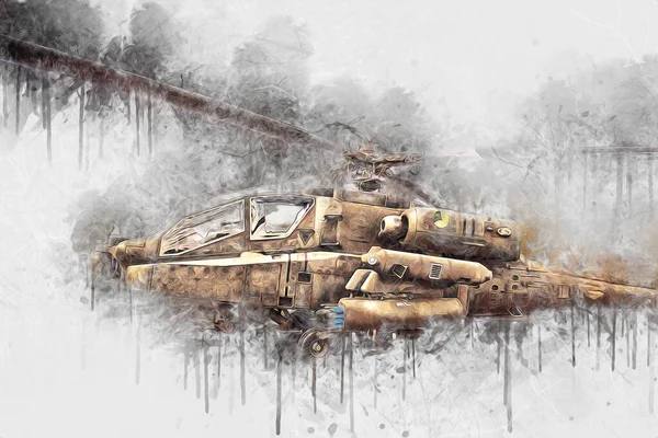 military helicopter drawing illustration art vintage - Stock Image ...