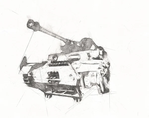 Photo drawing sketch of a military tank Stock Photos, Royalty Free ...