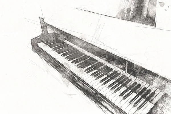Piano Keys Pencil Drawing