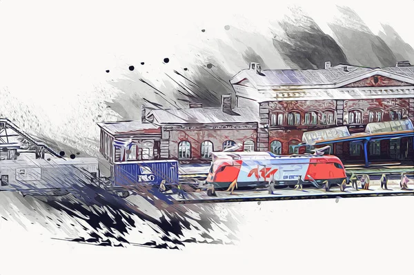 Railway station cartoon Stock Photos, Royalty Free Railway station ...