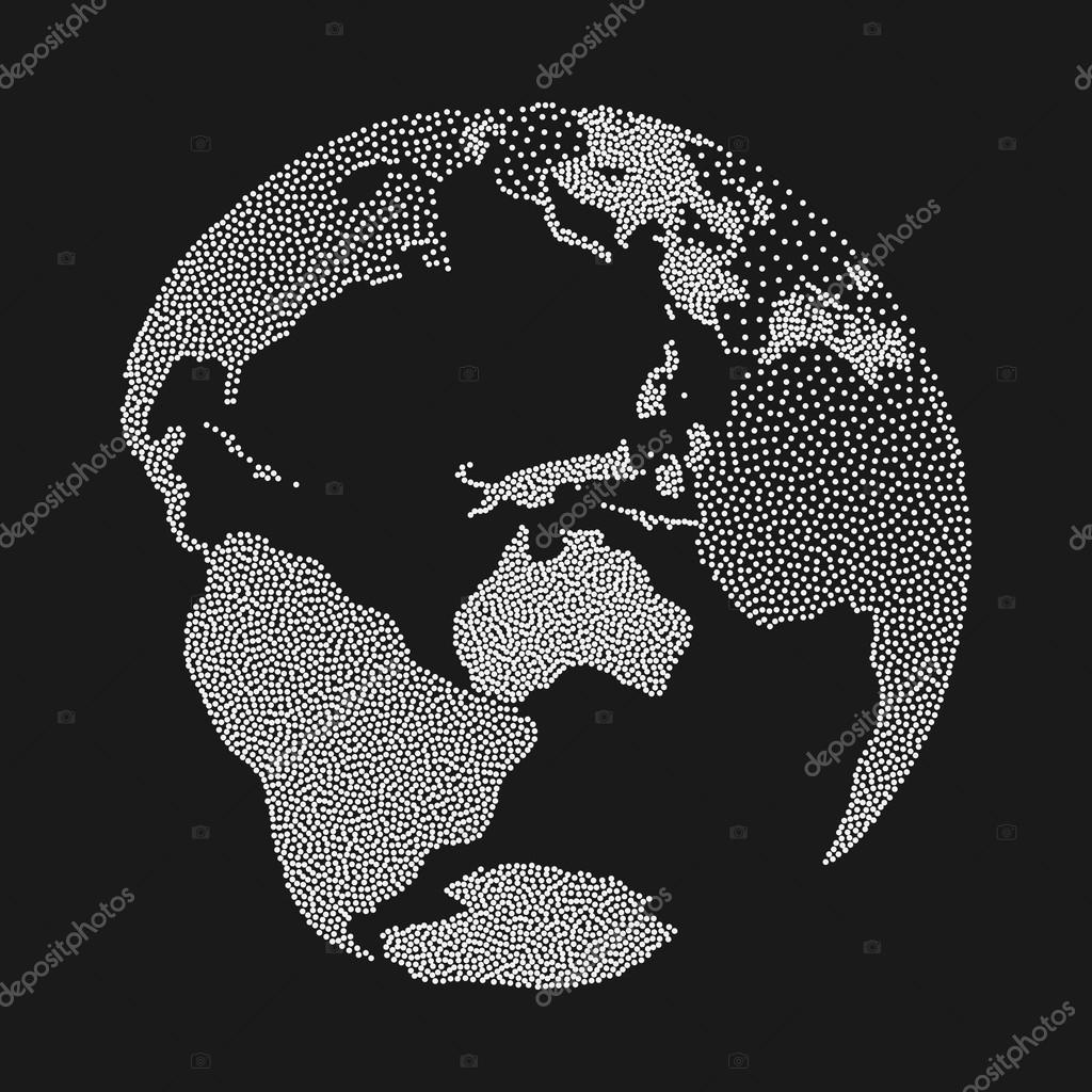 Dotwork Halftone 3D Earth Planet. Stock Vector Image by ©newb1 #101718564