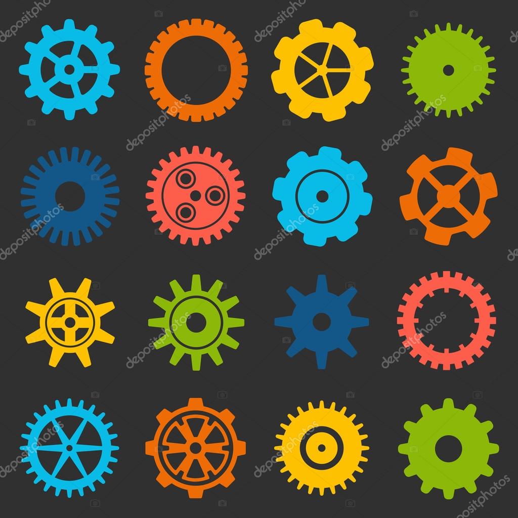 Gears and cogs. Icons set in vector Stock Vector Image by ©newb1 #103389016