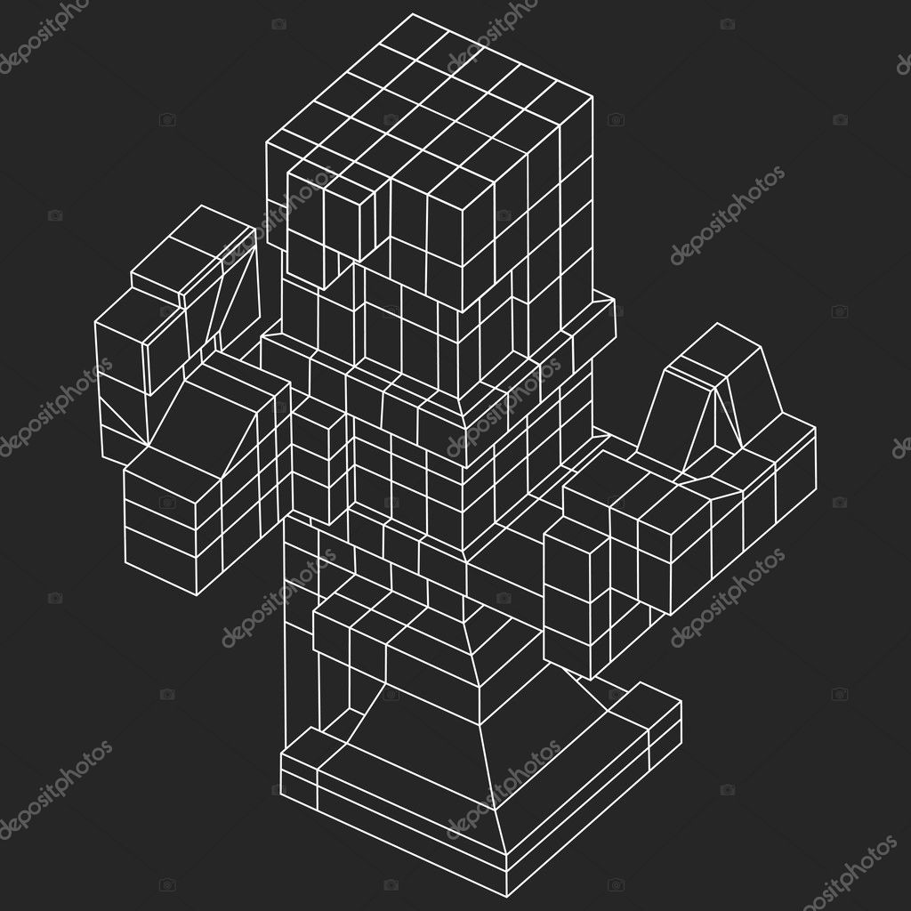 Wireframe Mesh Cubes element. Stock Vector by ©newb1 105813932