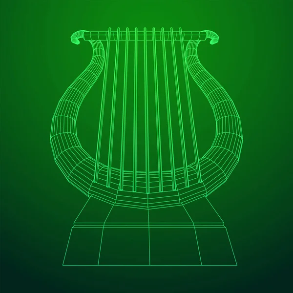 Ancient Lyre Harp Musical Instrument Music Concept Wireframe Low Poly ...