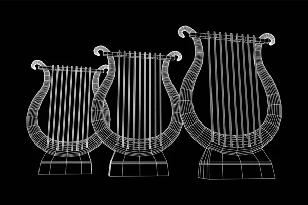 Ancient Lyre Harp Musical Instrument Music Concept Wireframe Low Poly ...