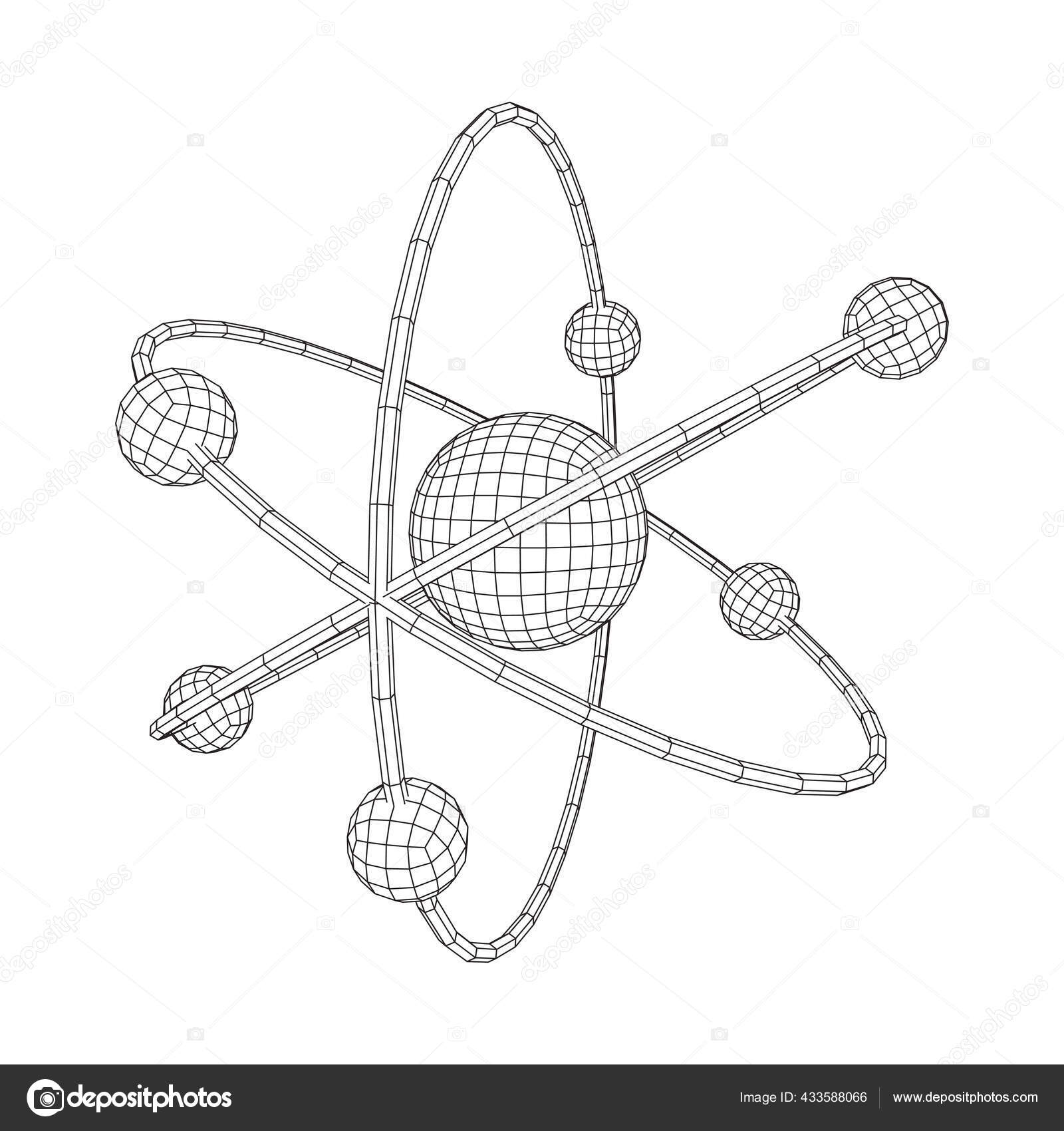 Planetary Model Atom Nucleus Electrons Spining Orbits Nuclear Nano ...