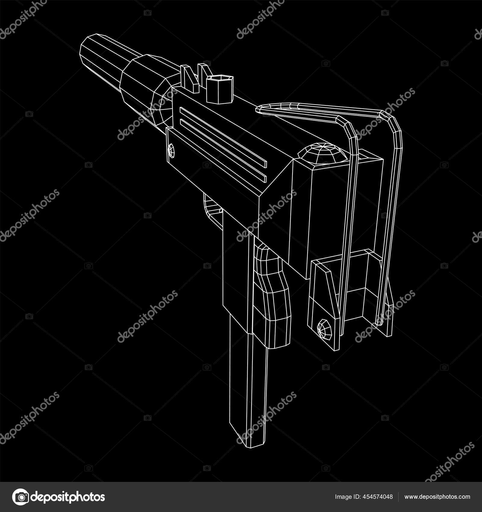Pistol senjata api modern dengan peredam Vektor Stok oleh ©newb1 454574048