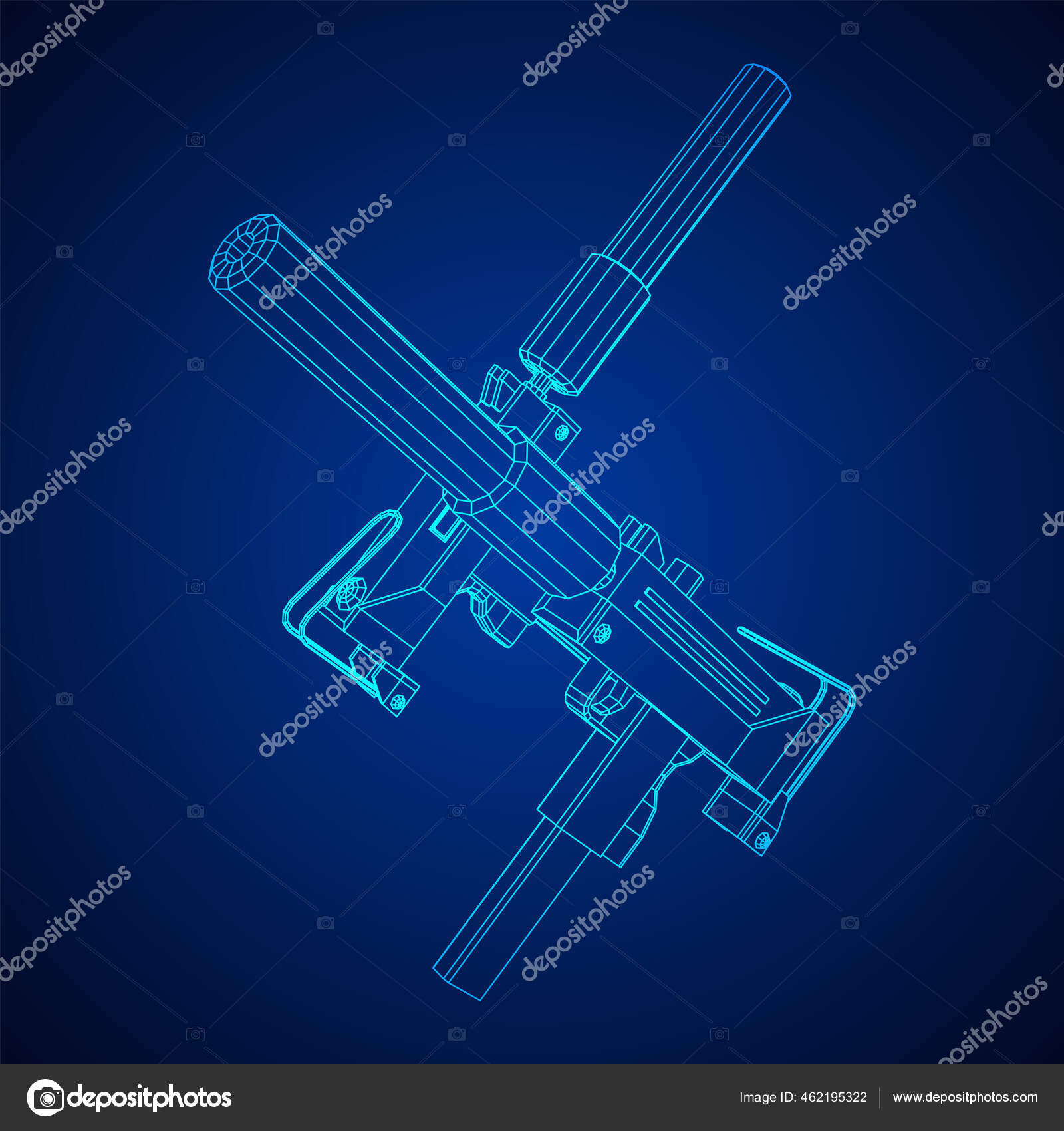 Pistol senjata api modern dengan peredam Vektor Stok oleh ©newb1 462195322