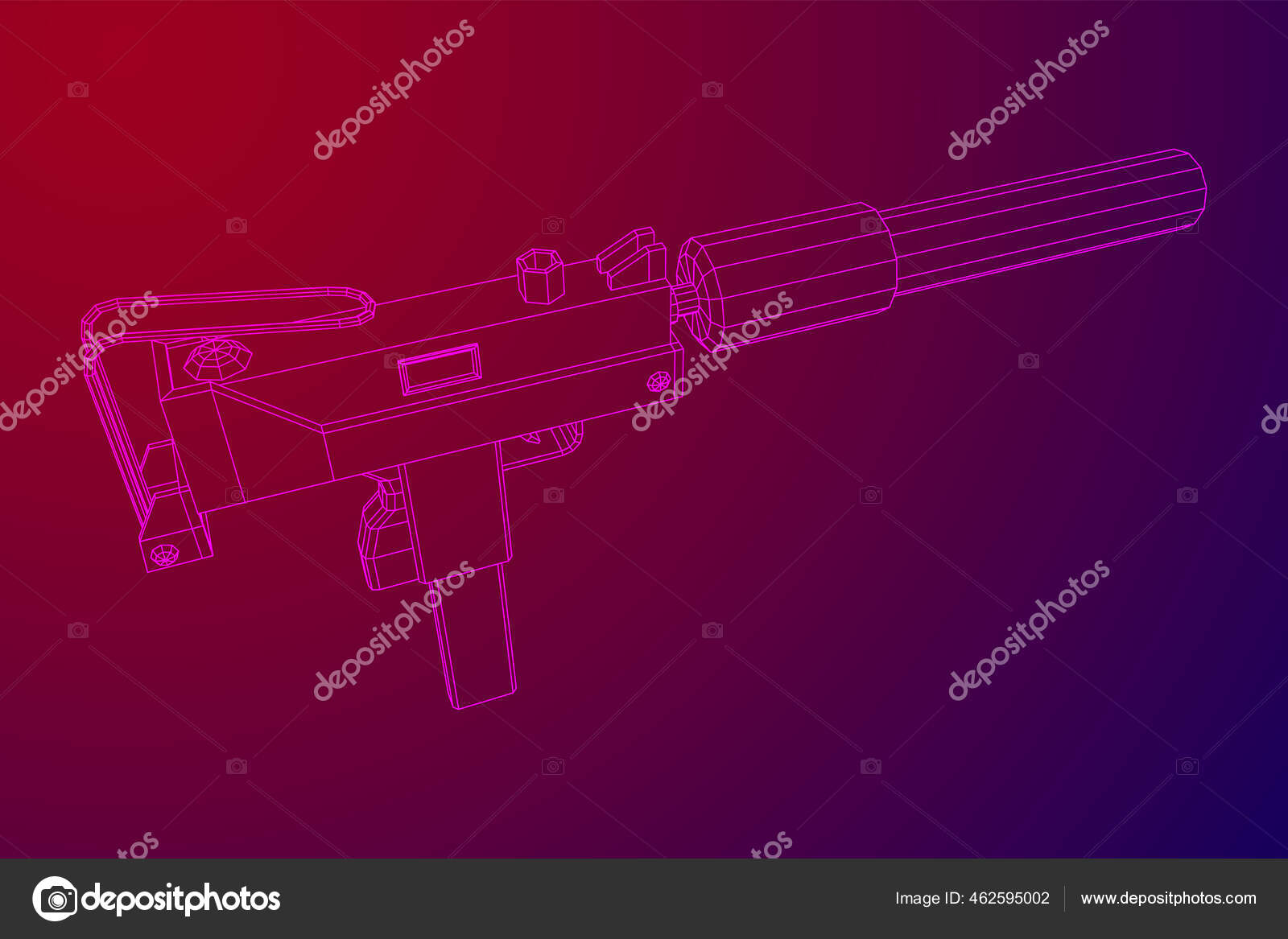 Pistol senjata api modern dengan peredam Vektor Stok oleh ©newb1 462595002
