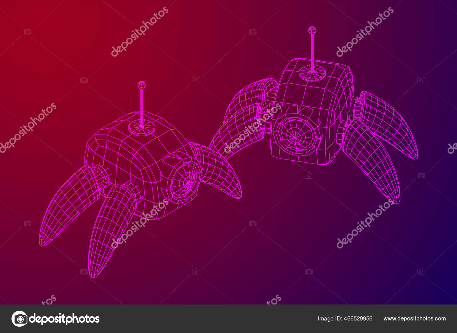 Spider robot with radar antenna. Nanobot, nanotechnology medical ...