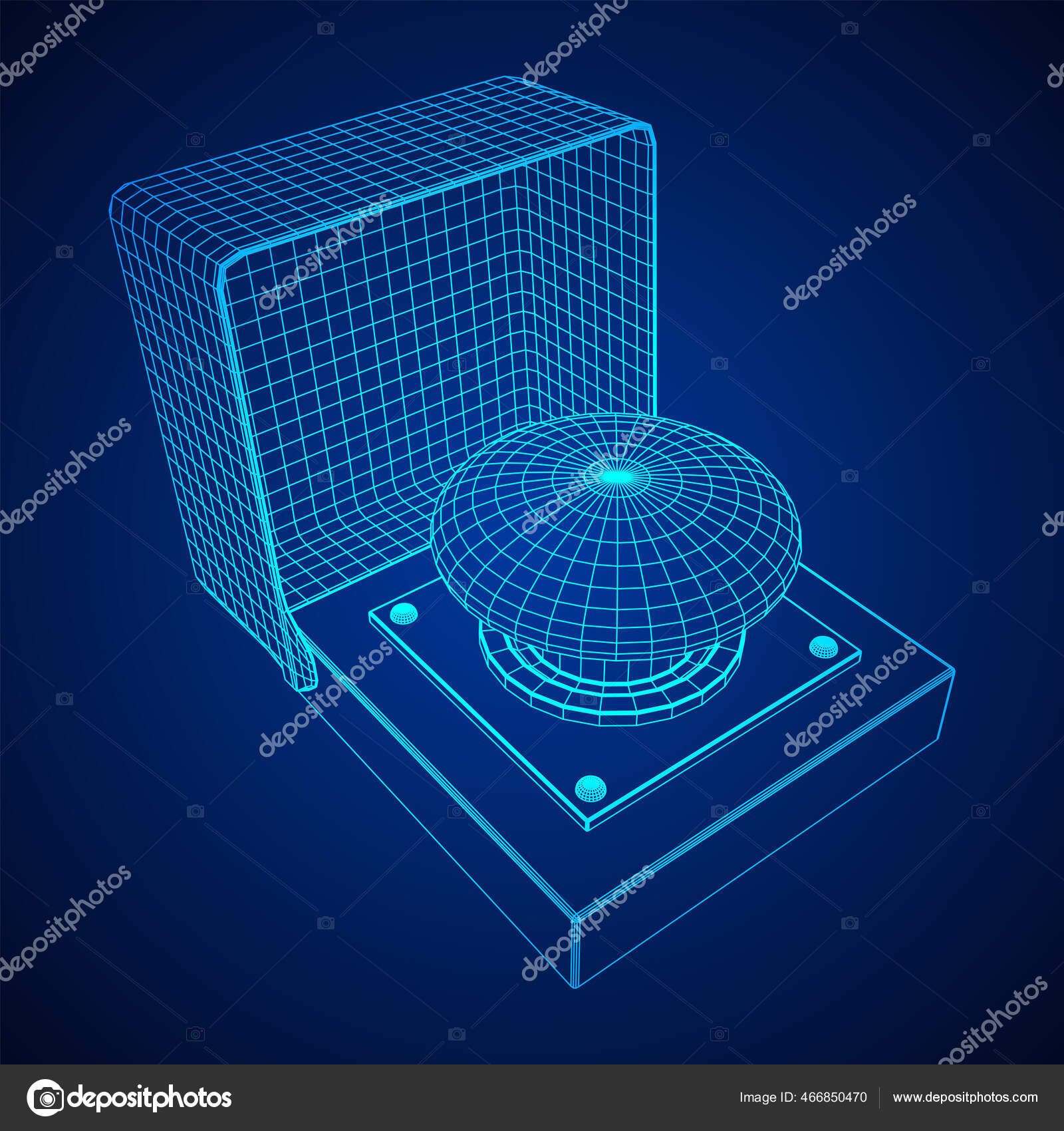 Big panic launch push button. Wireframe low poly mesh Stock Vector ...