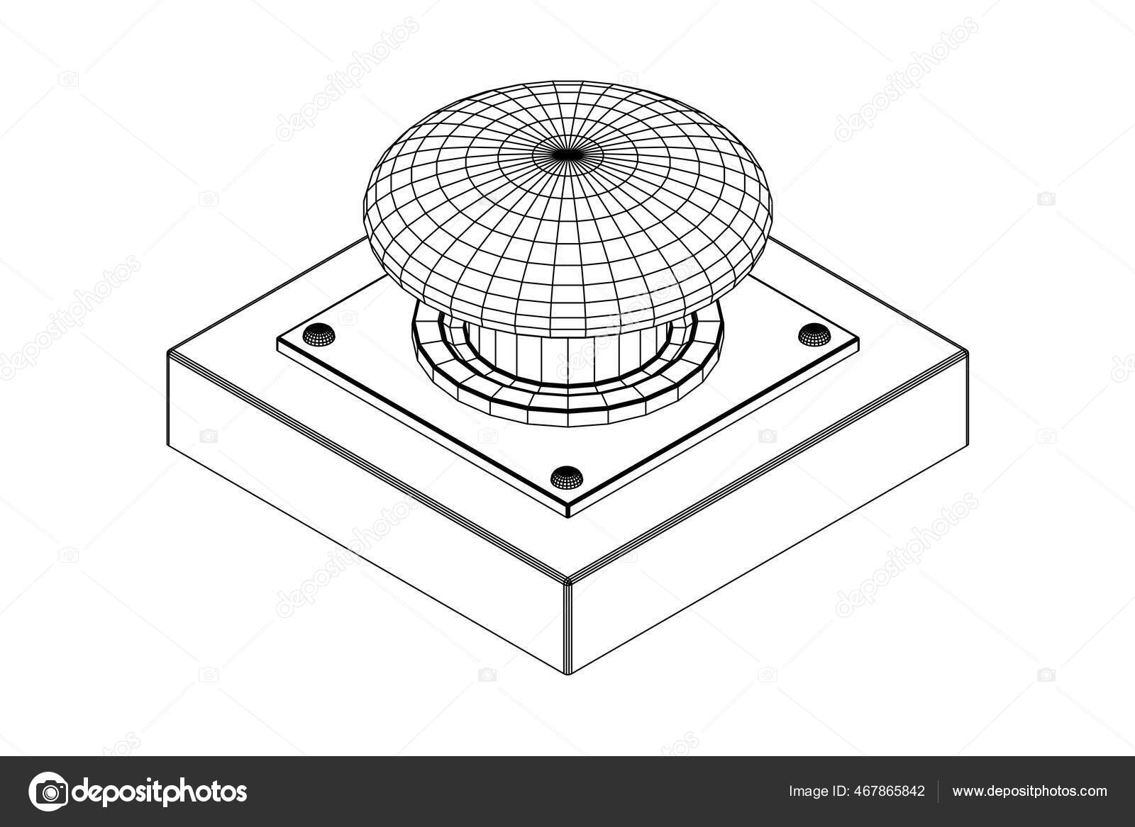 Big panic launch push button. Wireframe low poly mesh Stock Vector by ...