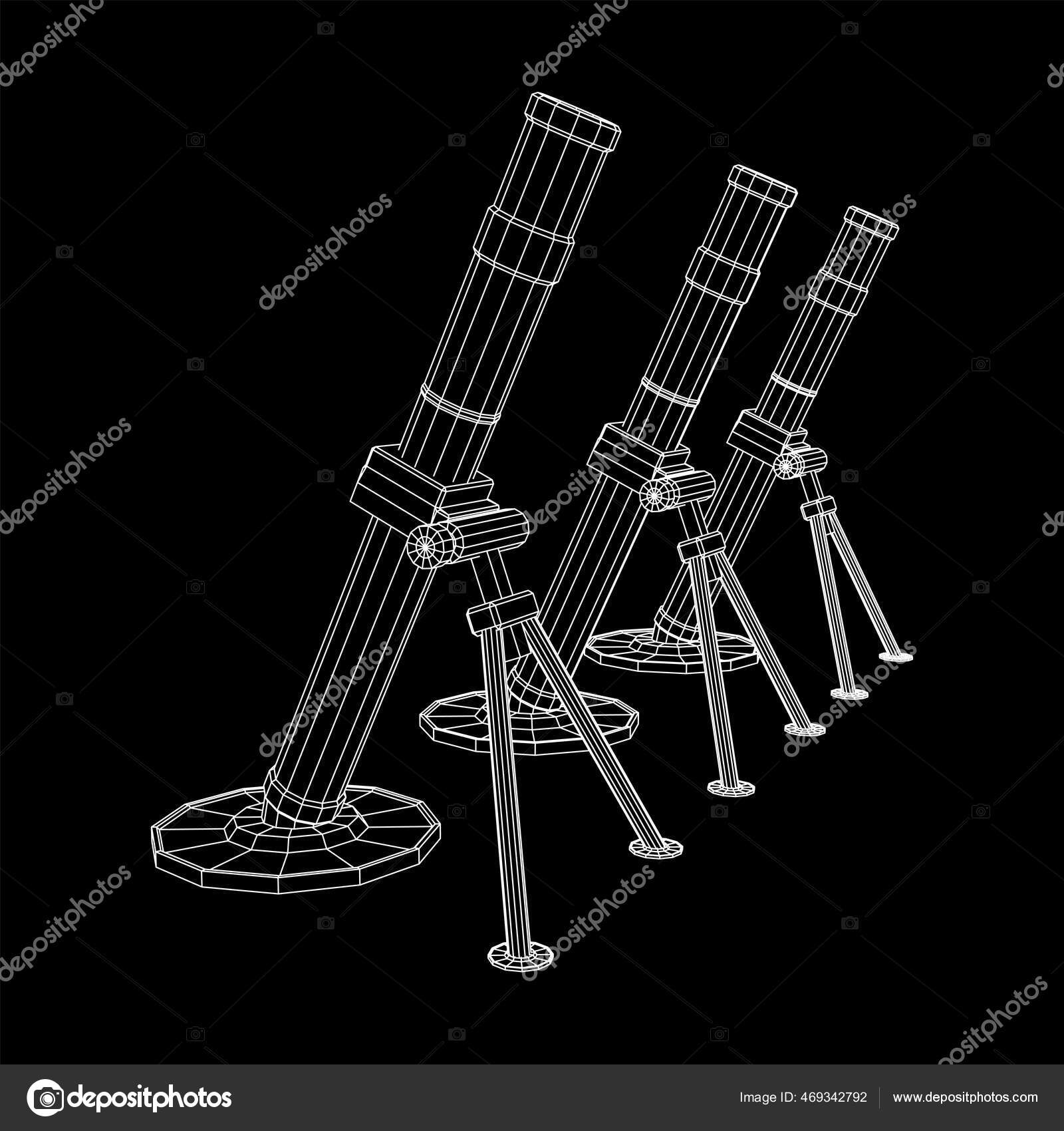 Firearm weapon army mortar and mine. Wireframe low poly Stock Vector ...