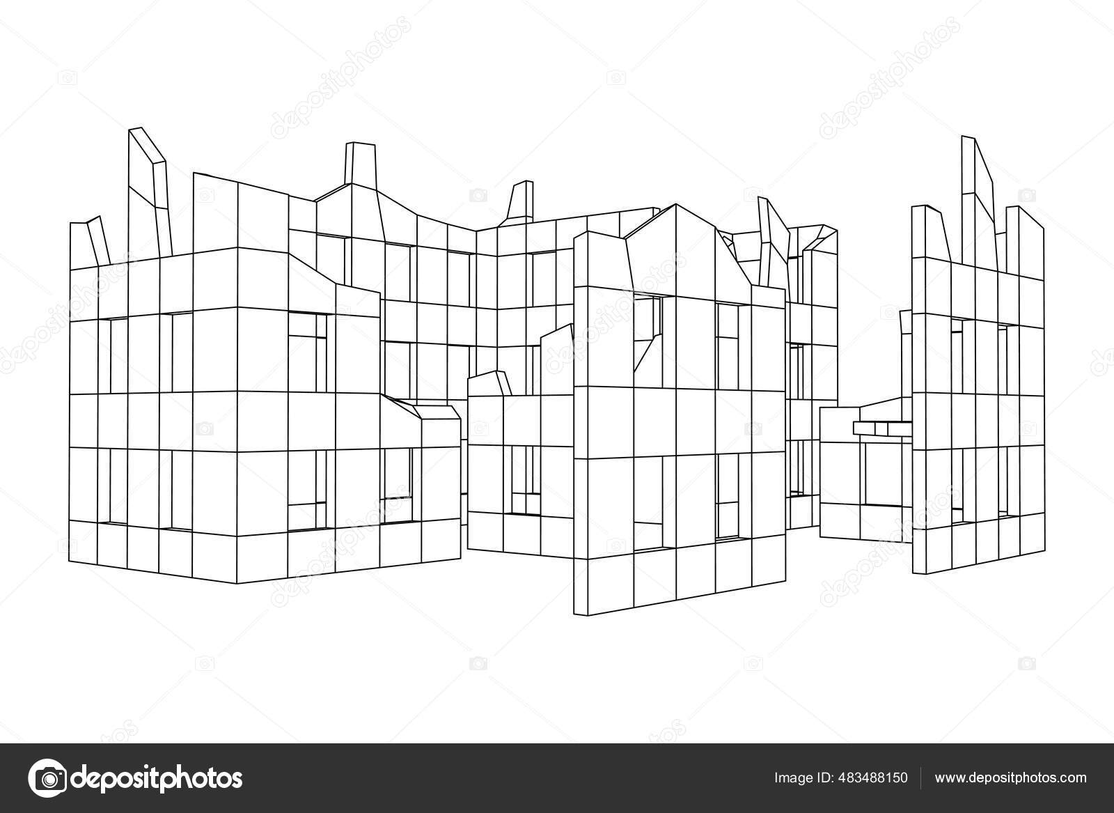 Destroyed building ruin and concrete, war destruction concept Stock ...