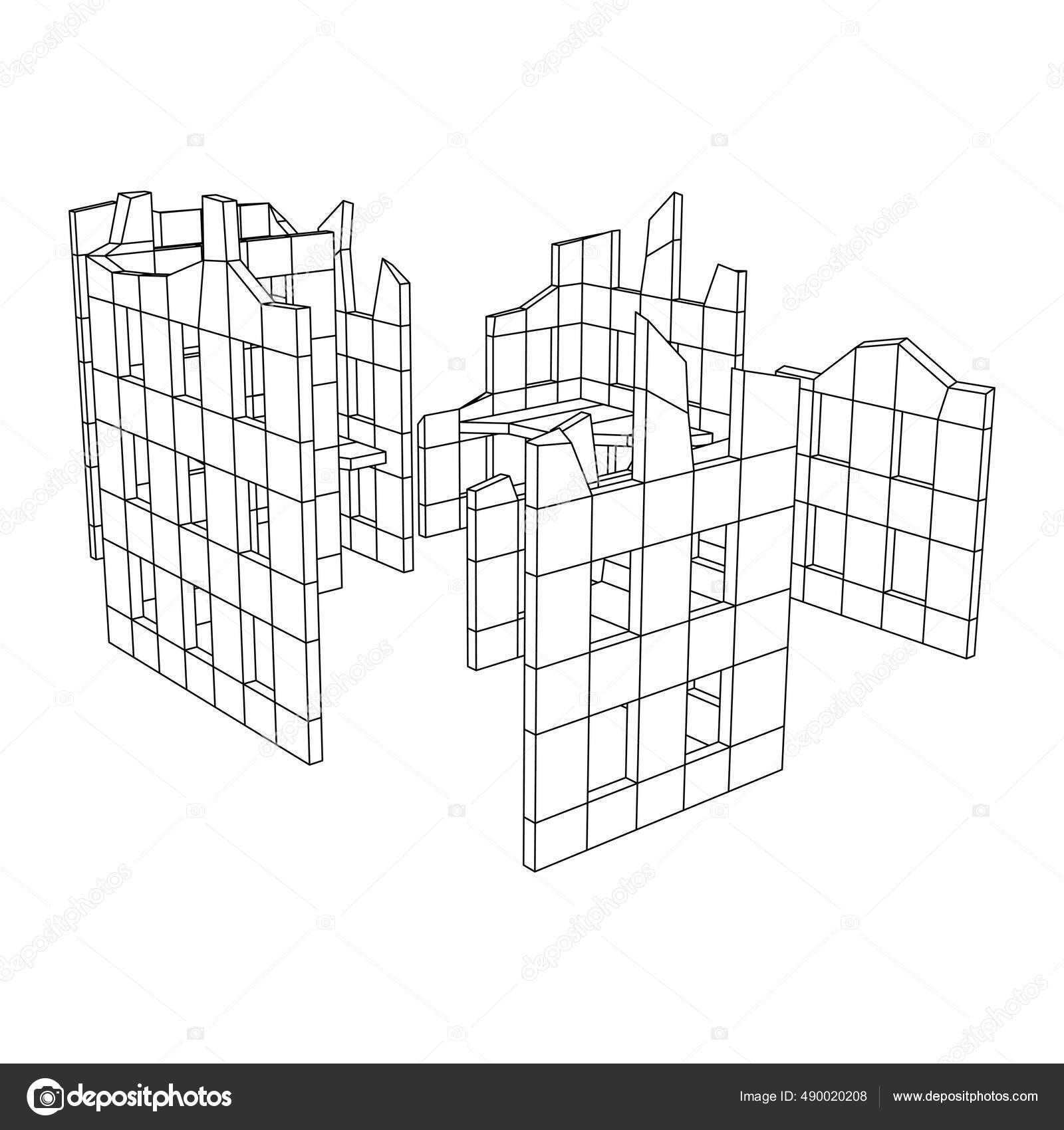 Destroyed building ruin and concrete, war destruction concept Stock ...