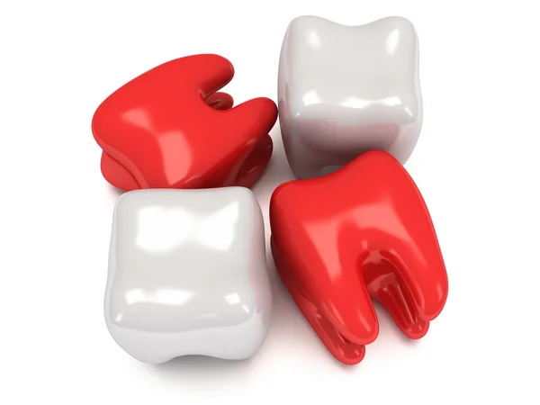 Aching tooth in row of healthy teeth — Stock Photo © newb1 #54191785