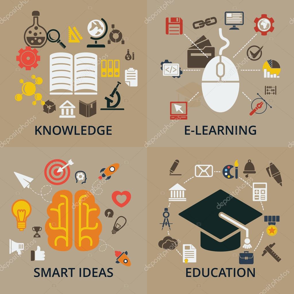 Set of 4 vector concept icons for education. Stock Vector Image by ...