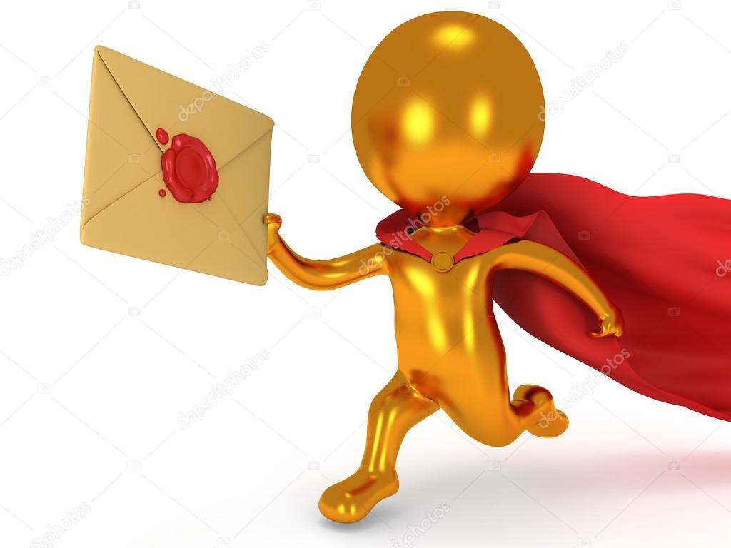 Brave superhero mailman with envelope — Stock Photo © newb1 #64925927