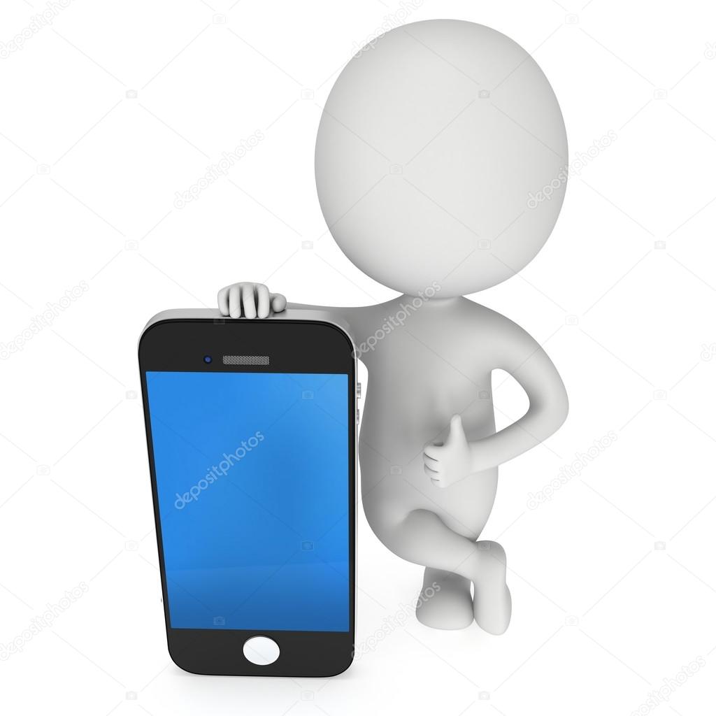 3d white man with smartphone. — Stock Photo © newb1 #75267203