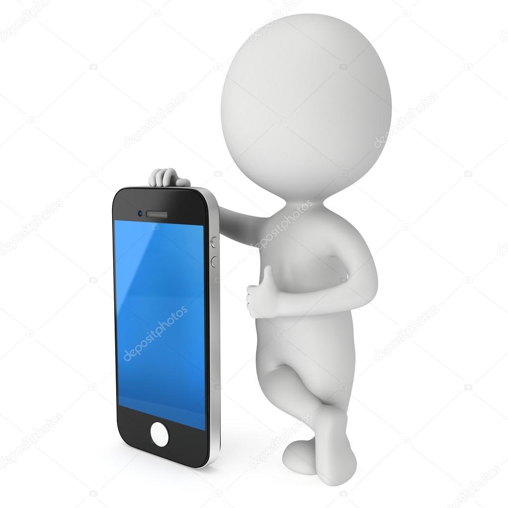3d white man with smartphone. — Stock Photo © newb1 #75267205