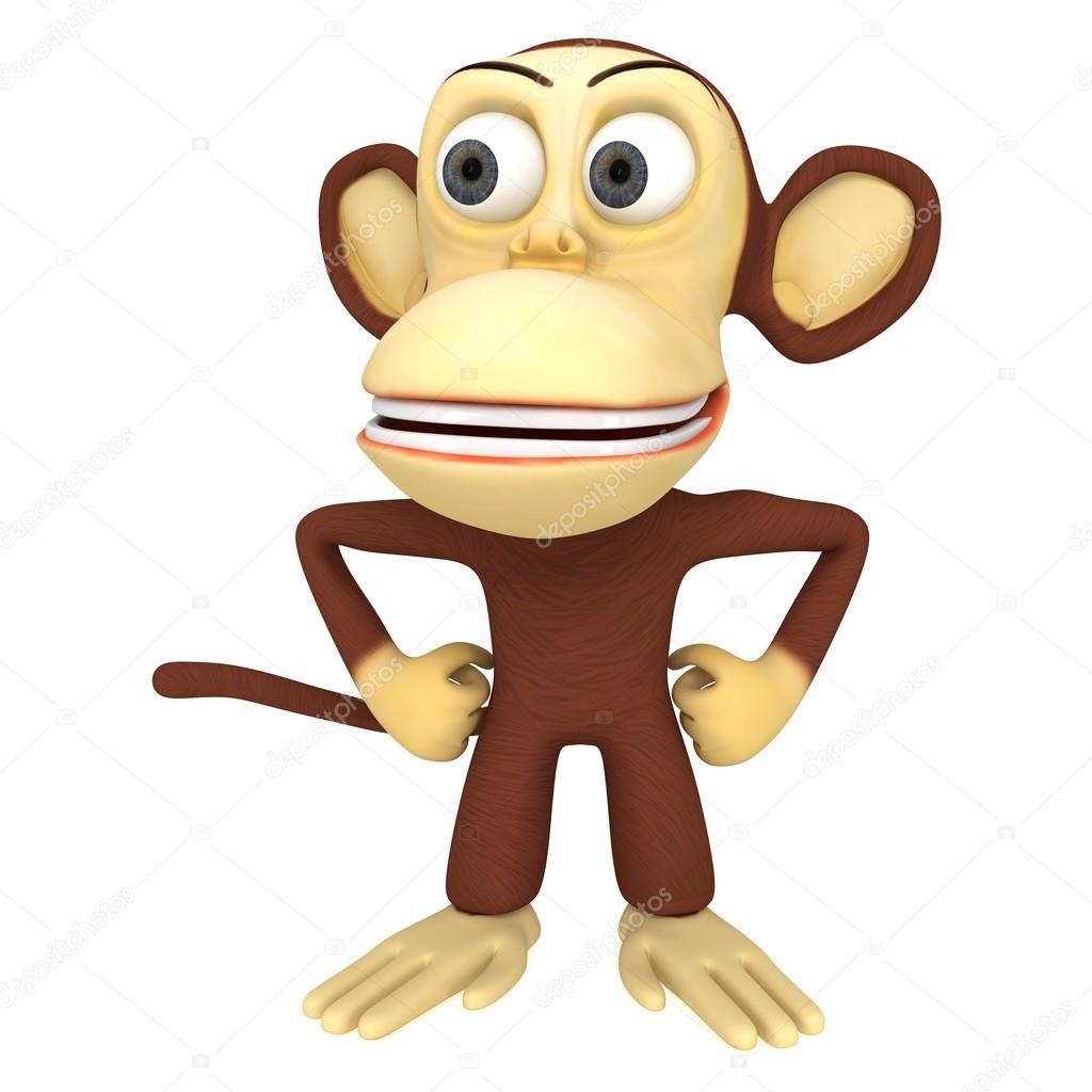 3d cute monkey with arms akimbo Stock Illustration by ©newb1 #82095560