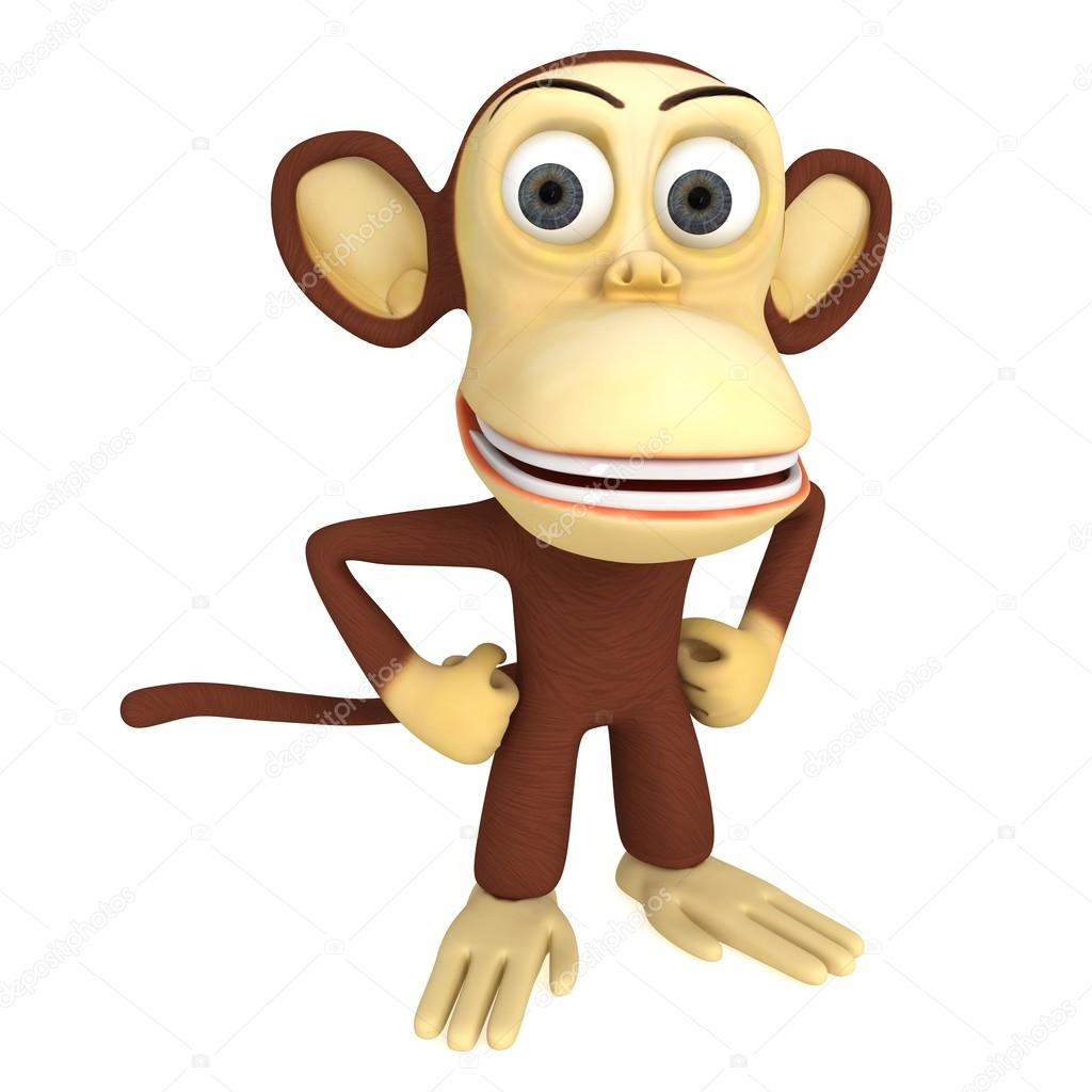 3d cute monkey with arms akimbo Stock Illustration by ©newb1 #82095564