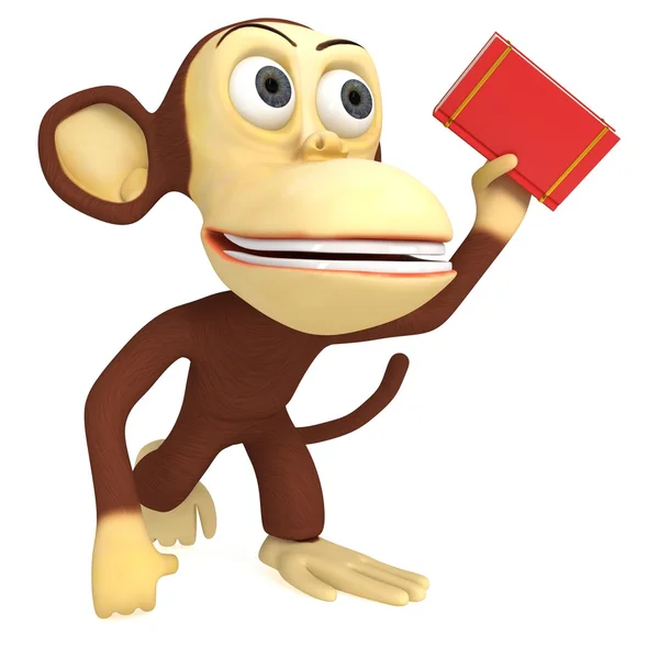 3d funny monkey with red book Stock Photo by ©newb1 83641036