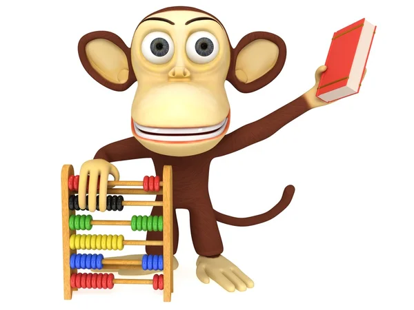 3d funny monkey with abacus and book Stock Photo by ©newb1 85058062