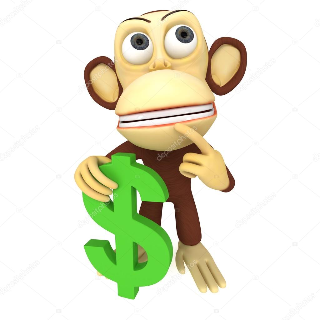 3d monkey with dollar sign Stock Illustration by ©newb1 #85867668